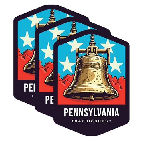 (3 Pack) Liberty Bell Decals - Pennsylvania Pride - Harrisburg USA - 3 ...