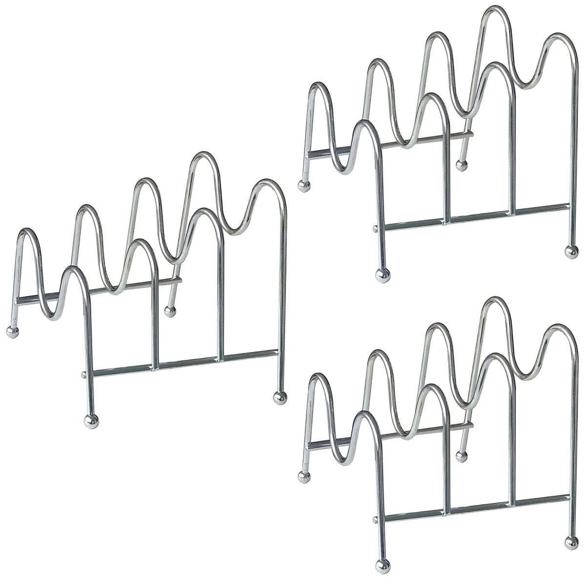 3 Pack Lid Rack for Pot Lids Holder While Cooking Dish Drying Silver ...