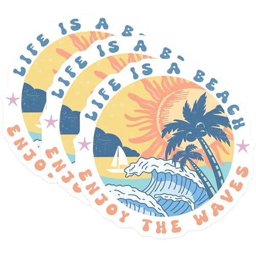 (3 Pack) Life is a Beach Decals - Tropical Vibes Stickers - Enjoy The ...