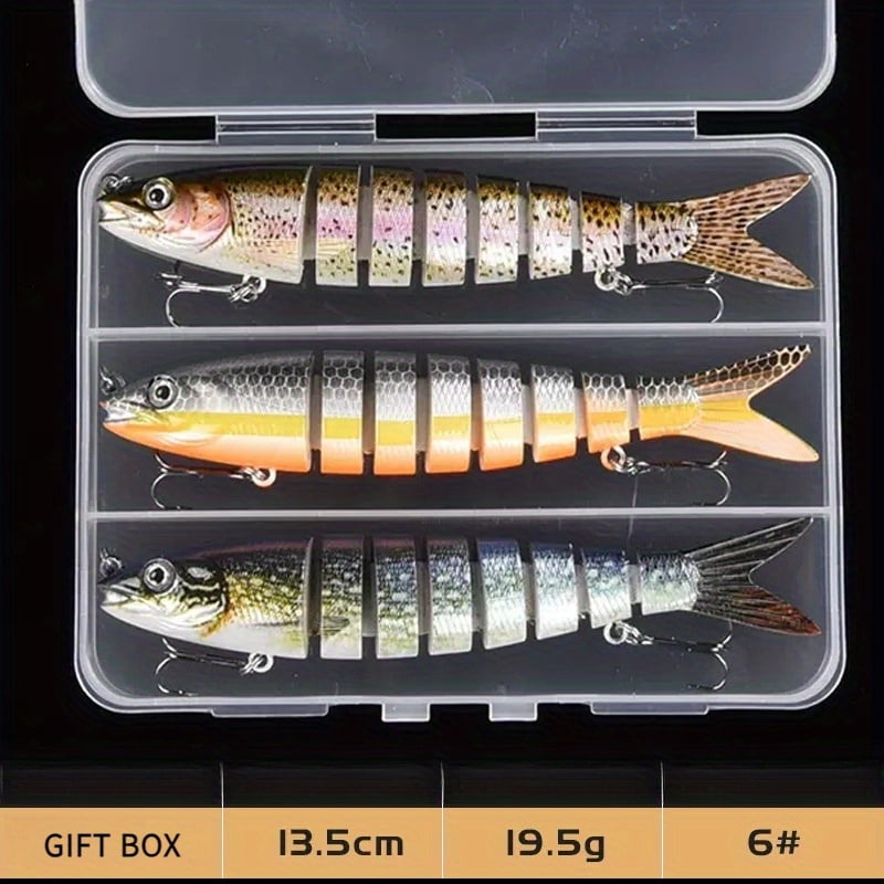 3-Pack Lifelike Multi-Section Swimbaits, Slow Sinking ABS& PPS ...