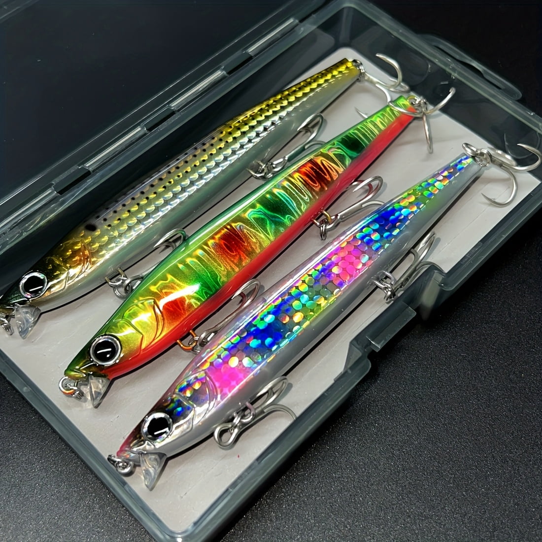 3-Pack Lifelike Soft Bait Fishing Lures Set, ABS Material, Mixed Color ...