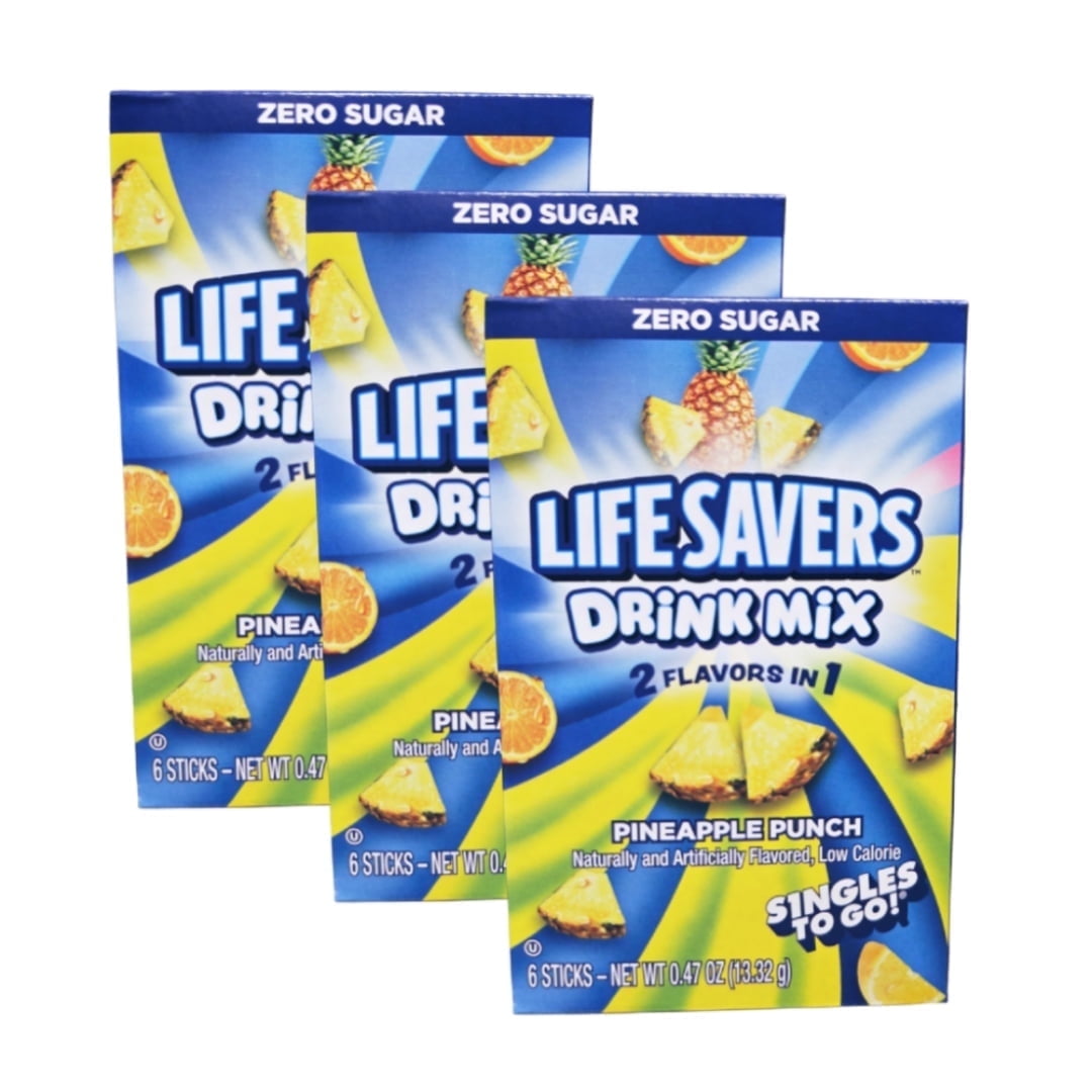 (3 Pack) Lifesavers Pineapple Punch Zero Sugar Drink Mix, 0.47 oz ...