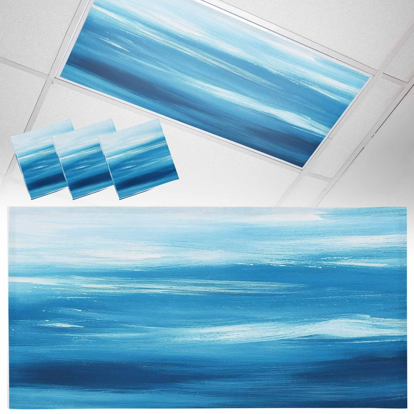 3 Pack Light Blue Fluorescent Light Covers for Ceiling Lights Ocean ...