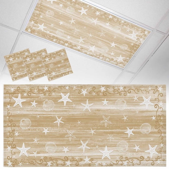 3 Pack Light Brown Coastal Fluorescent Light Covers for Ceiling Lights ...