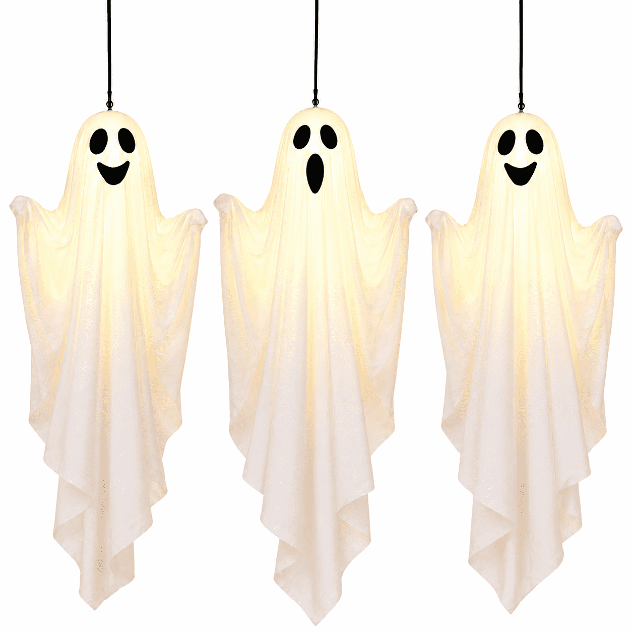 3 Pack Light Up Hanging Ghosts Halloween Decorations, 19.7 in Glowing ...