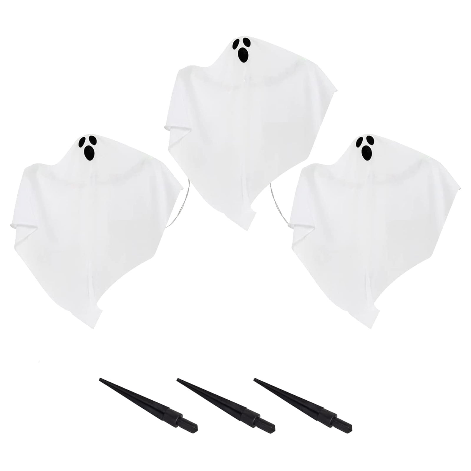 3 Pack Light-Up White Ghost Halloween Yard Stakes Decor, Outdoor Spooky ...