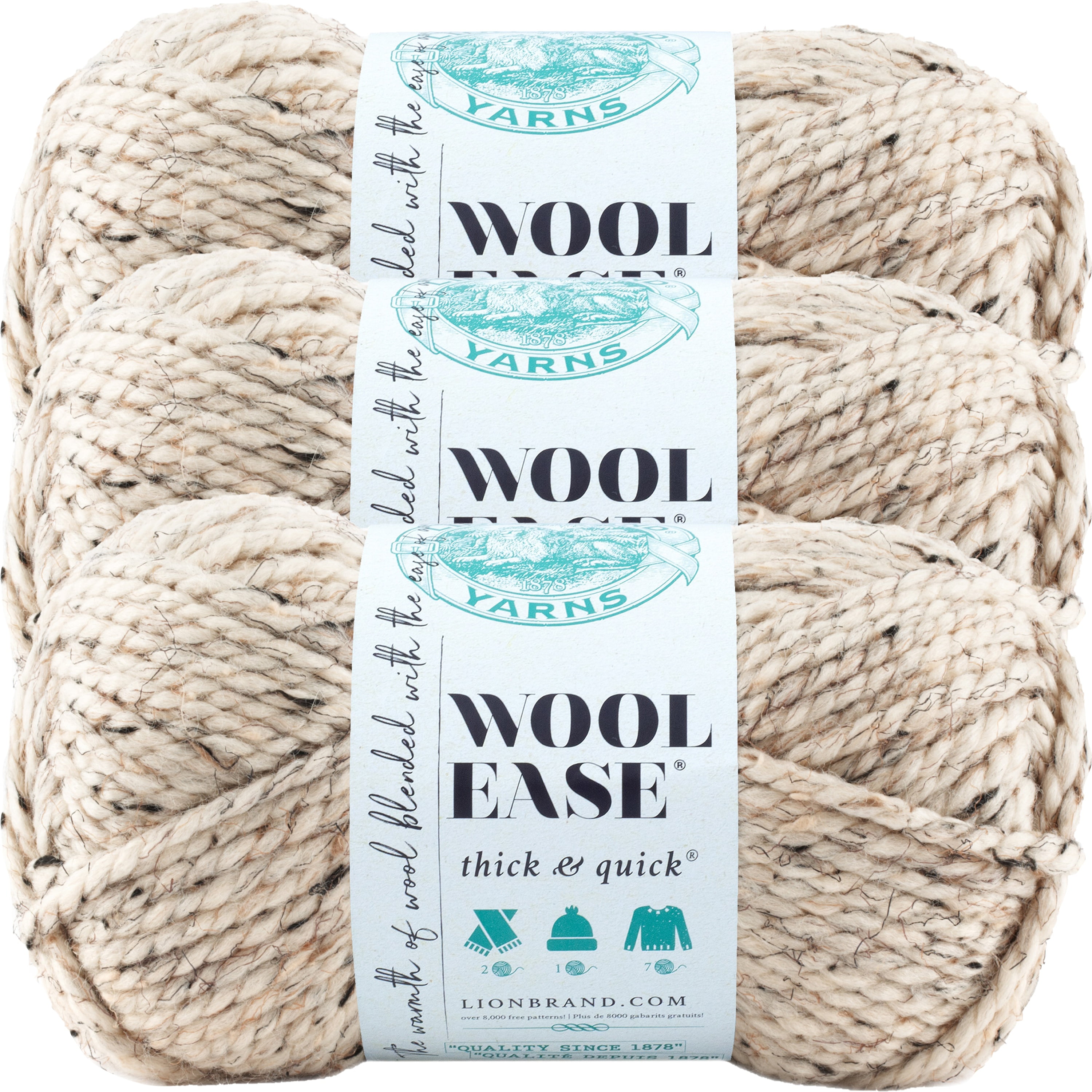 Lion Brand Wool-Ease Thick & Quick Yarn-Oatmeal, Heavy Weight, Ideal ...