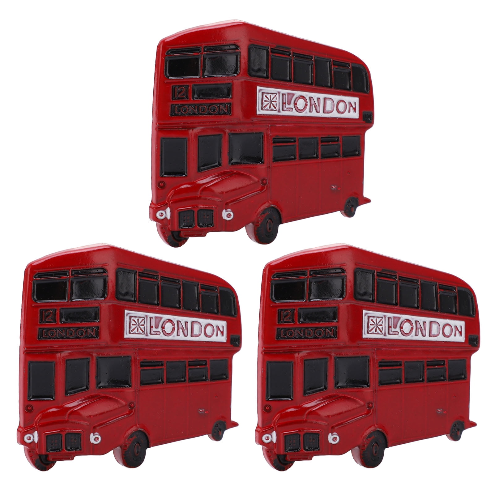 London Bus Fridge Magnets 3-Pack - Bright Red Bus Design with Strong ...