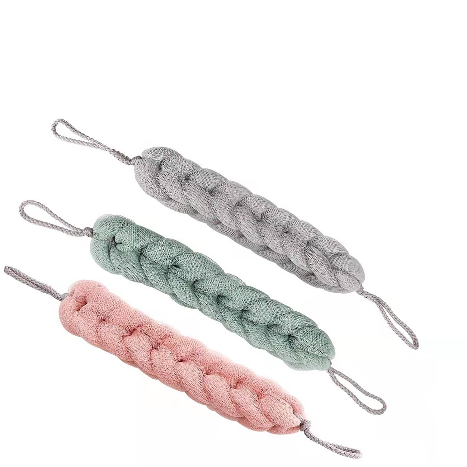 3 Pack Long Bath Loofahs Stretchable Braided Mesh Exfoliating Loofah ...