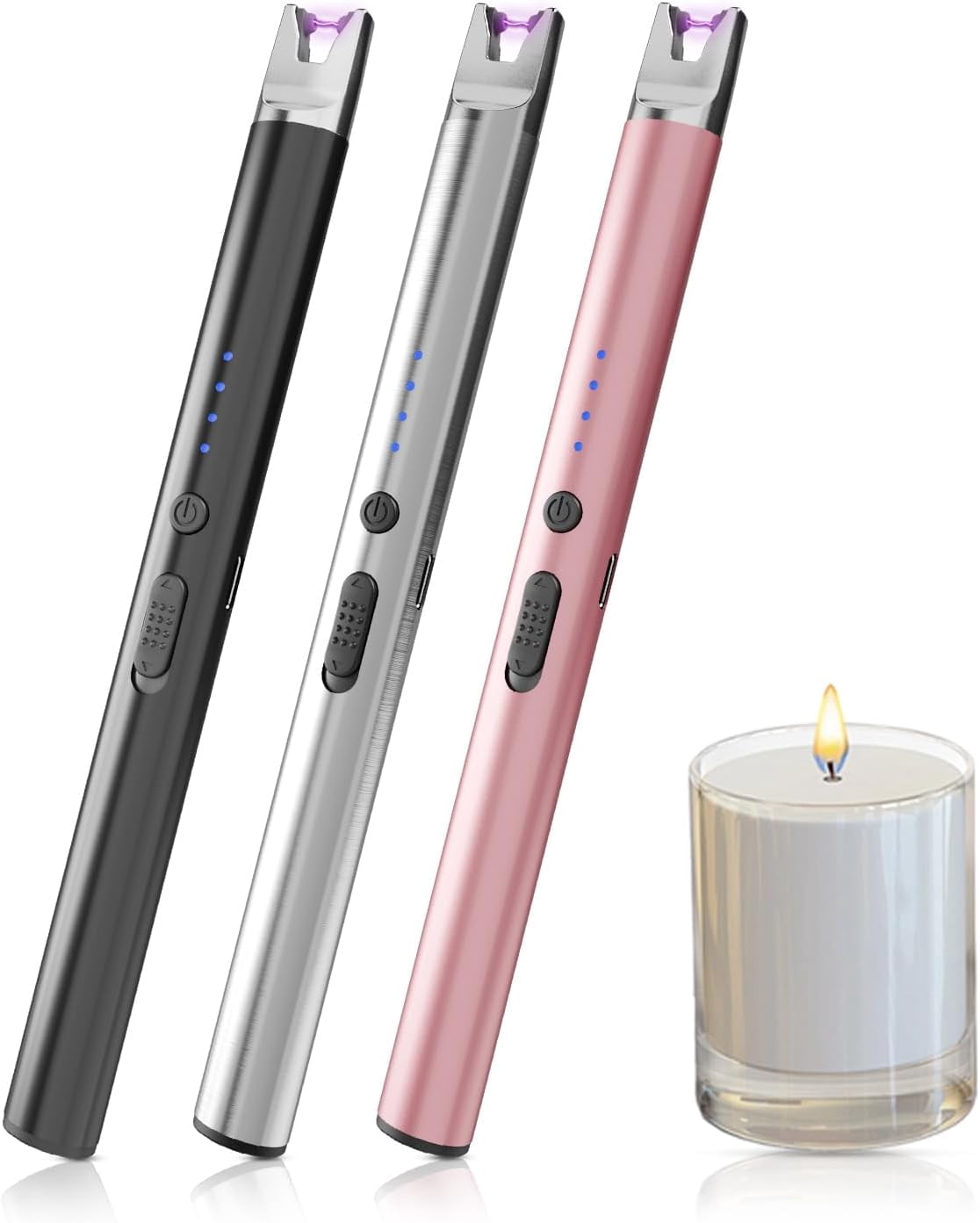 3-Pack Long Stem Electric USB C Rechargeable Plasma Candle Lighter ...