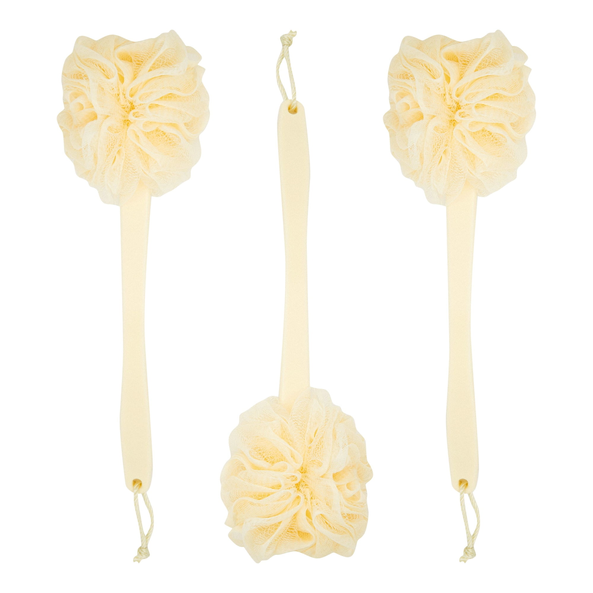 "3-Pack Exfoliating Loofah Back Scrubber with Long Handle, Hygienic ...