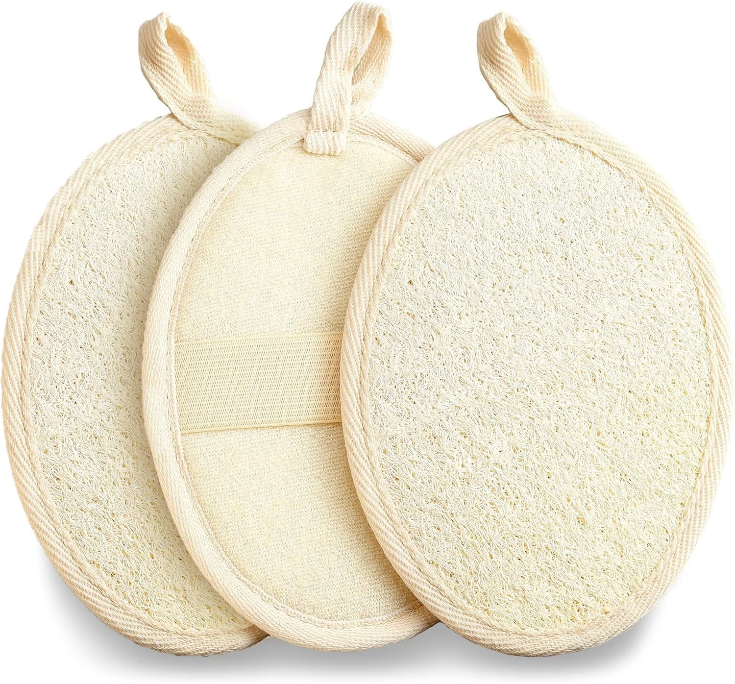 3 Pack Loofah Sponge Exfoliating Body Scrubber - Natural Luffa Bath ...