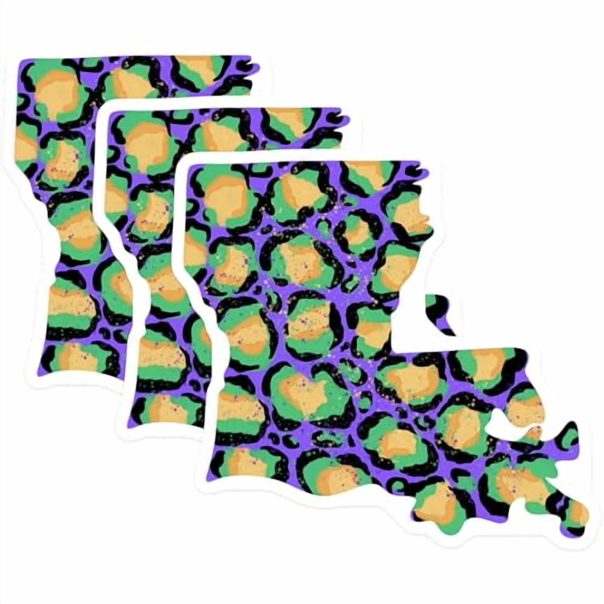 (3 Pack) Louisiana Decals - Leopard Print - State Pride Decals - 3 ...