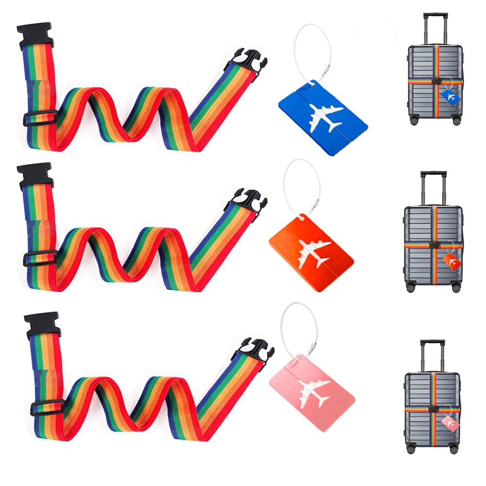 3 Pack Luggage Straps 1.8m Retractable, Luggage Tags, Business Card ...