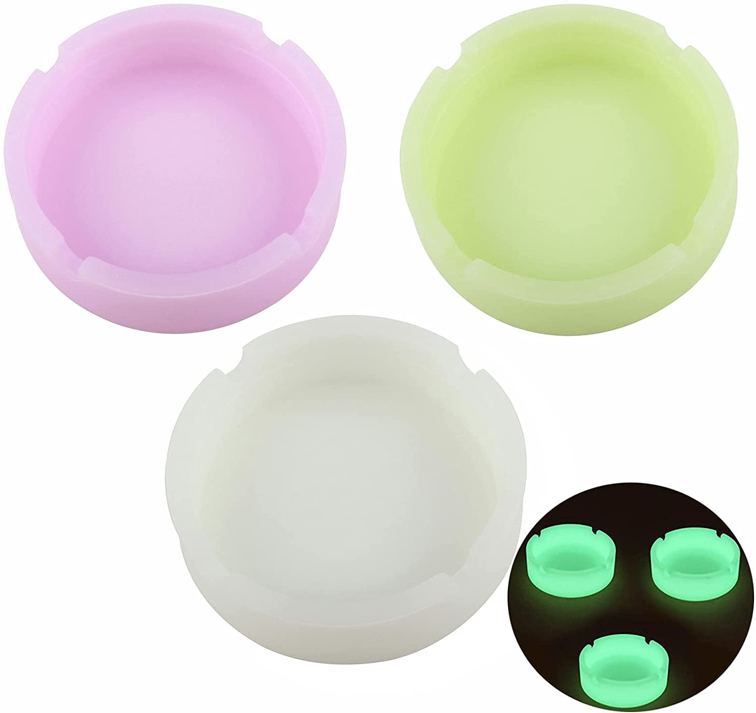 3 Pack Luminous Silicone Ashtray Premium Silicone Rubber High ...