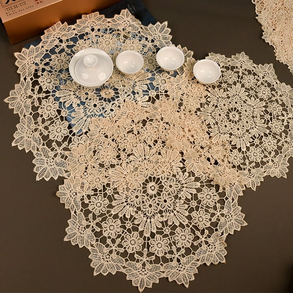 3-Pack Luxury Embroidered Non-Slip Heat-Resistant Round Coasters ...