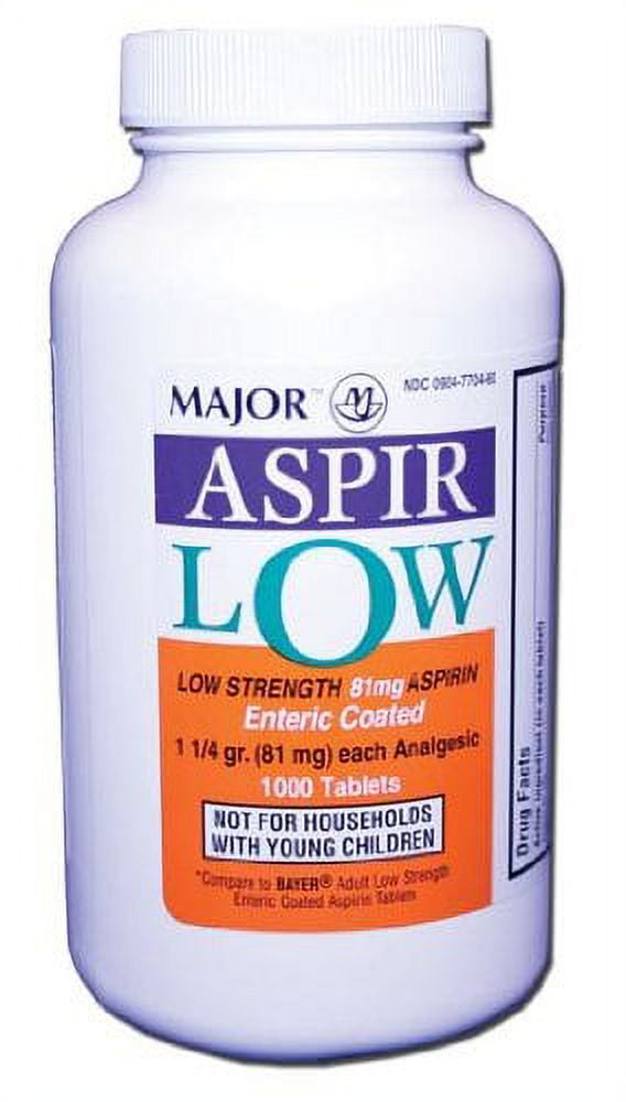 3 Pack MAJOR Aspir-Low Dose Aspirin 81mg Enteric Coated Tablets 1000 ...