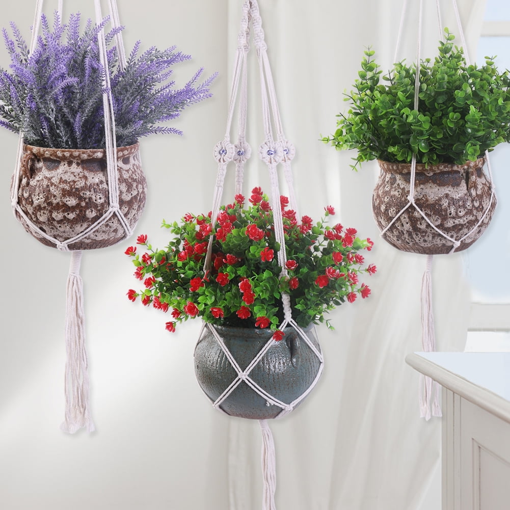 3 Pack Macrame Plant Hangers Outdoor Indoor Wall Hanging Planters+ 3 ...