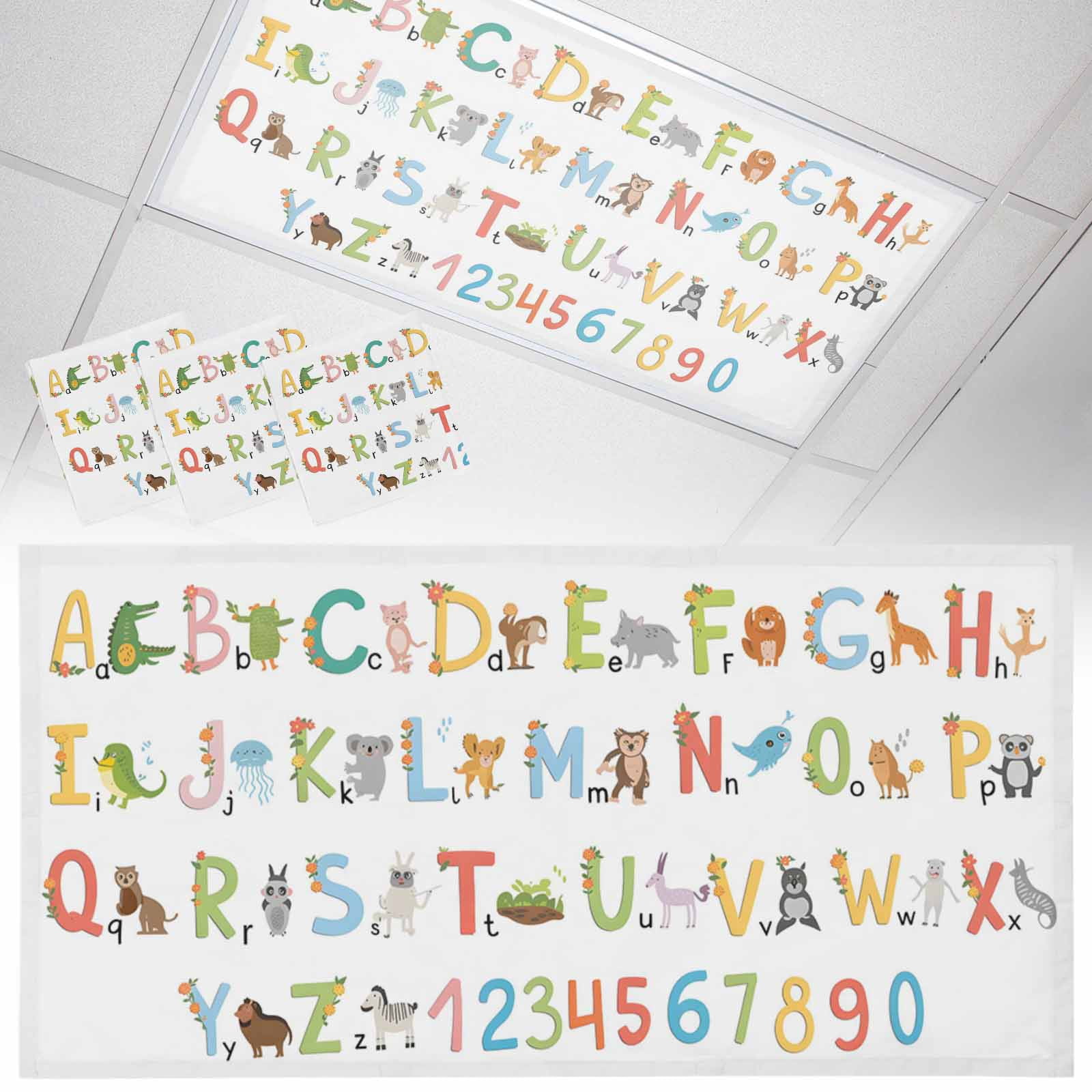 3 Pack Magnetic Fluorescent Light Covers, 2x4 Ft, Cute Colorful Cartoon ...