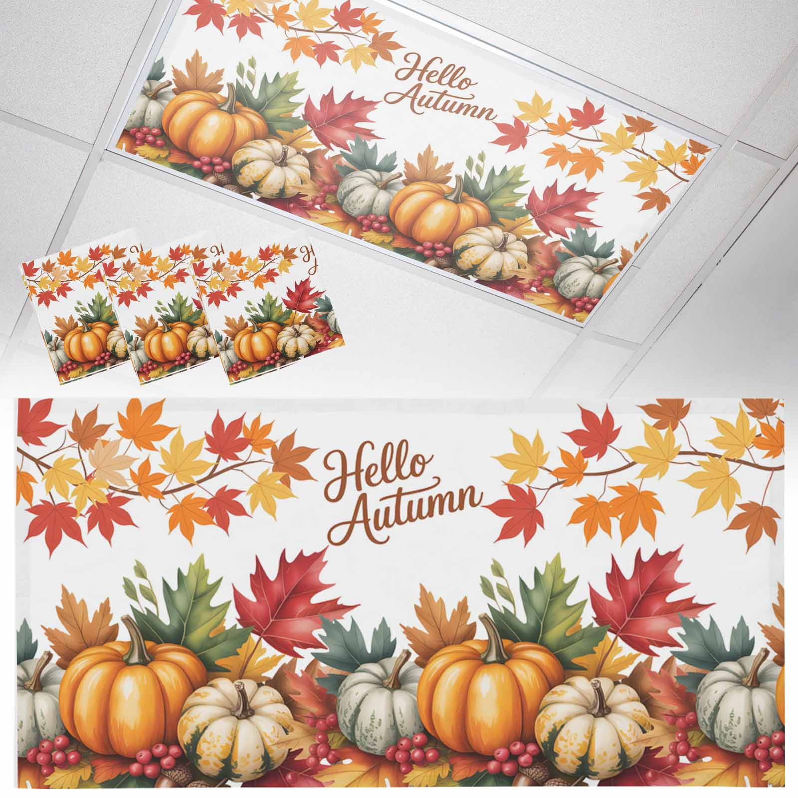 3 Pack Magnetic Fluorescent Light Covers, 2x4 Ft, Fall Thanksgiving ...