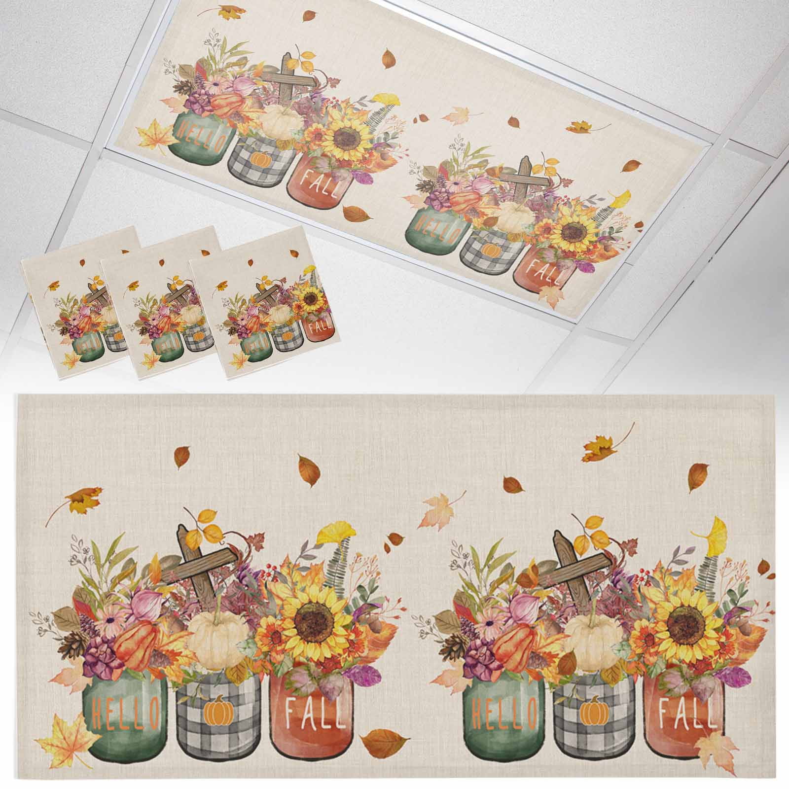 3 Pack Magnetic Fluorescent Light Covers, 2x4 Ft, Fall Thanksgiving ...