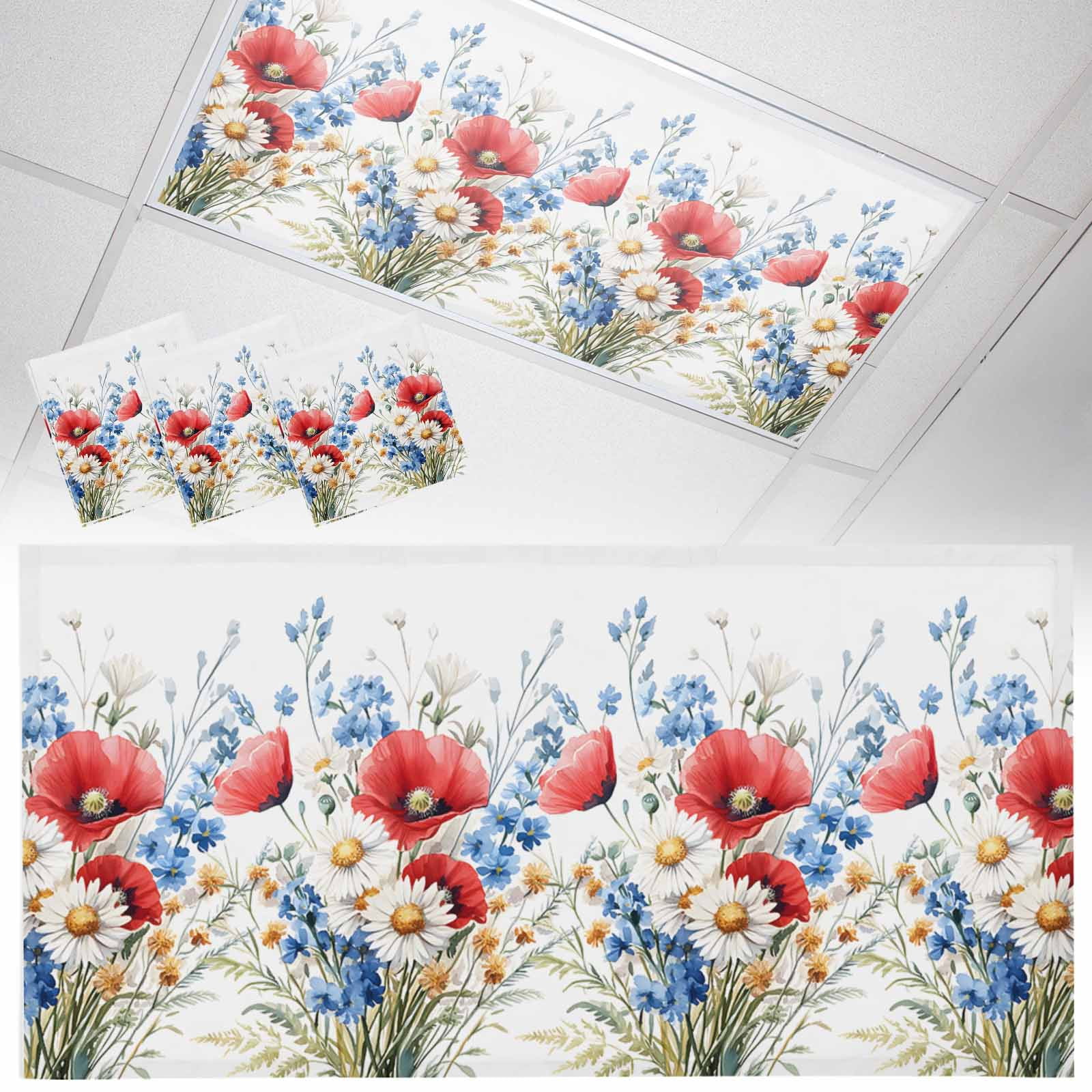 3 Pack Magnetic Fluorescent Light Covers, 2x4 Ft,Independence Day Red ...