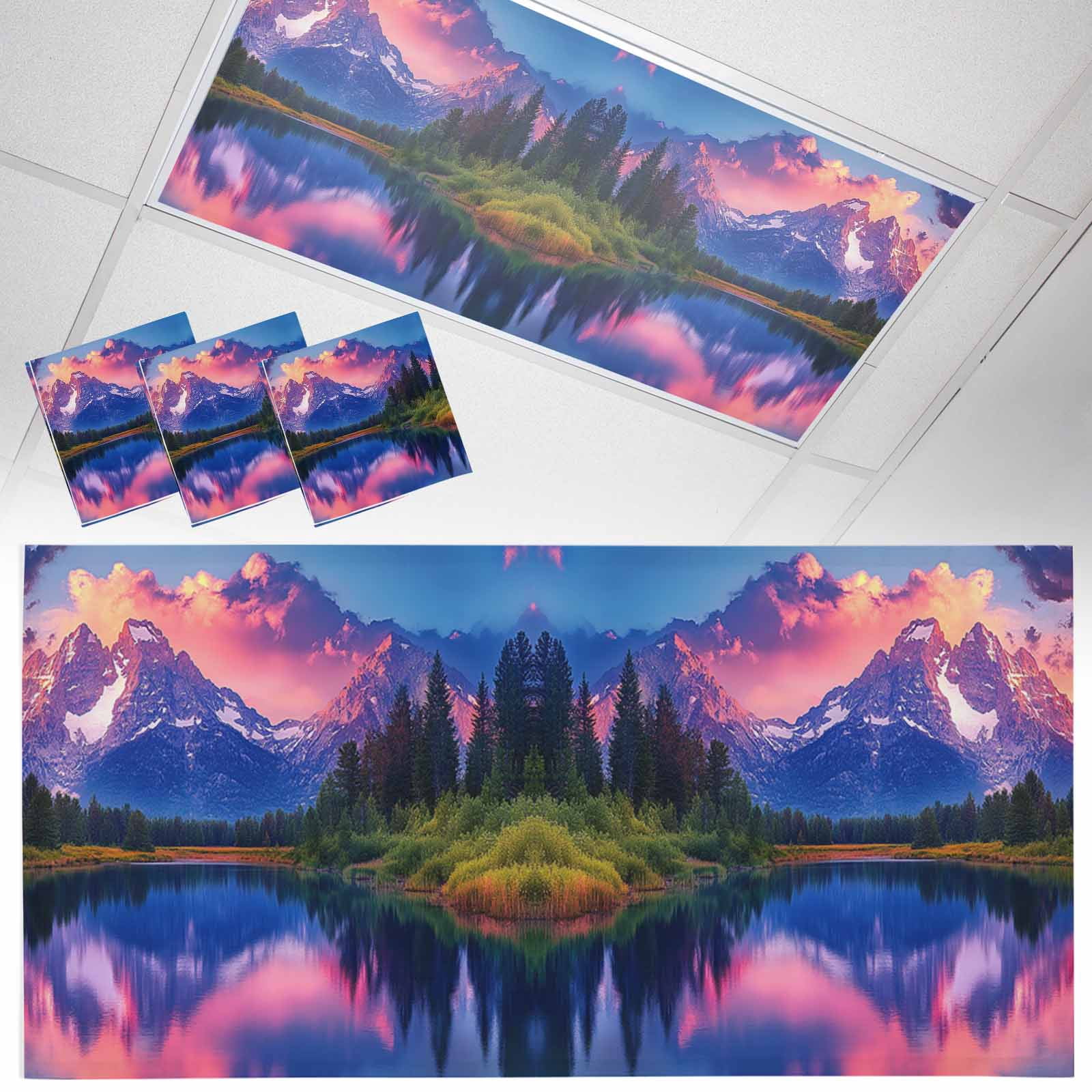 3 Pack Magnetic Fluorescent Light Covers, 2x4 Ft,Landscape Sky Modern ...