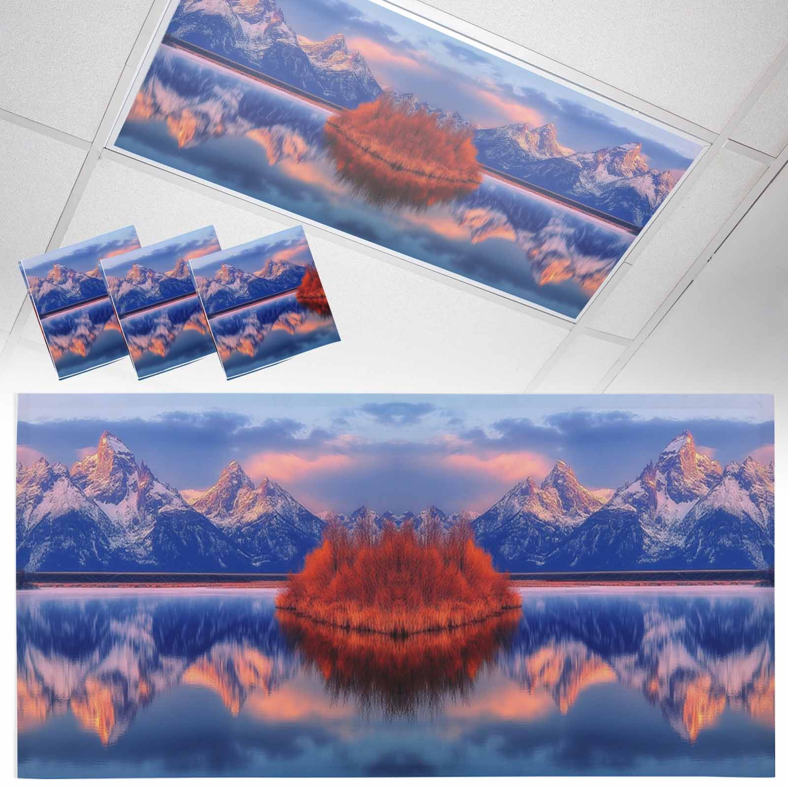 3 Pack Magnetic Fluorescent Light Covers, 2x4 Ft,Modern Landscape Snow ...