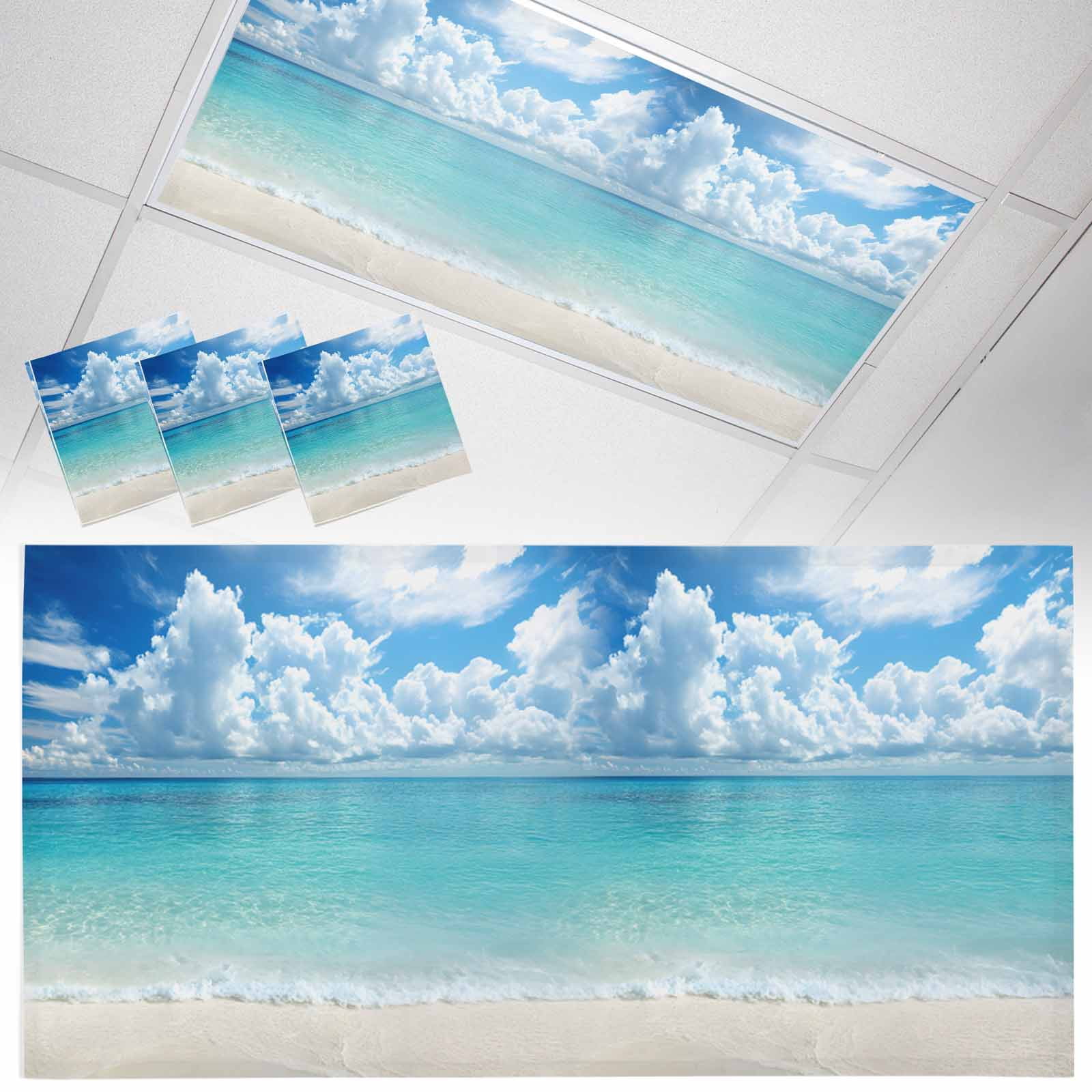 3 Pack Magnetic Fluorescent Light Covers, 2x4 Ft,Ocean Beach Nature ...