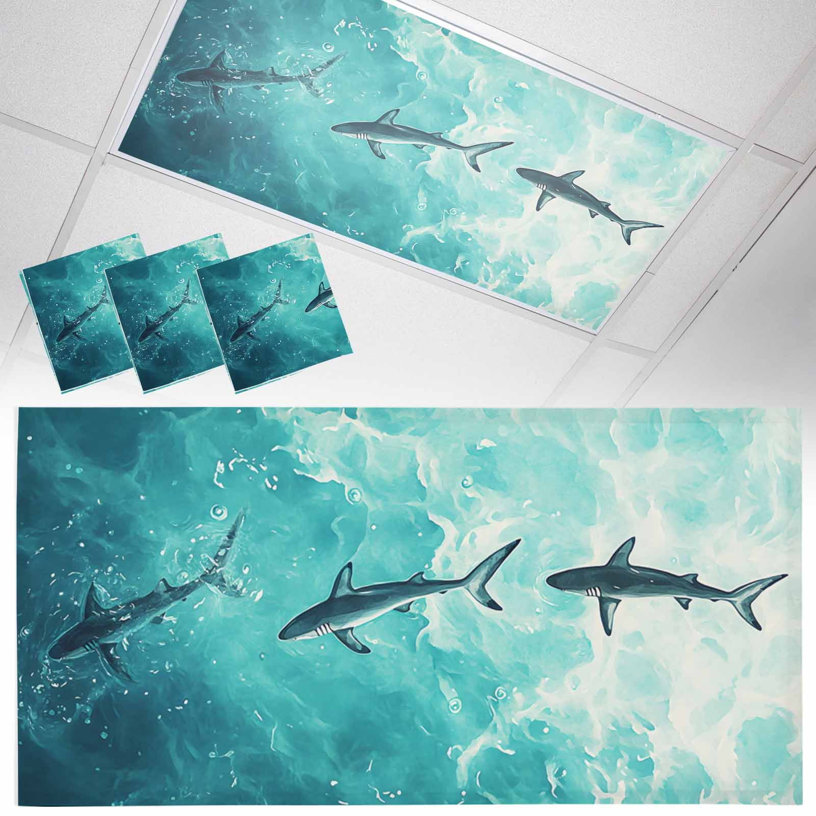 3 Pack Magnetic Fluorescent Light Covers, 2x4 Ft,Summer Ocean Waves ...