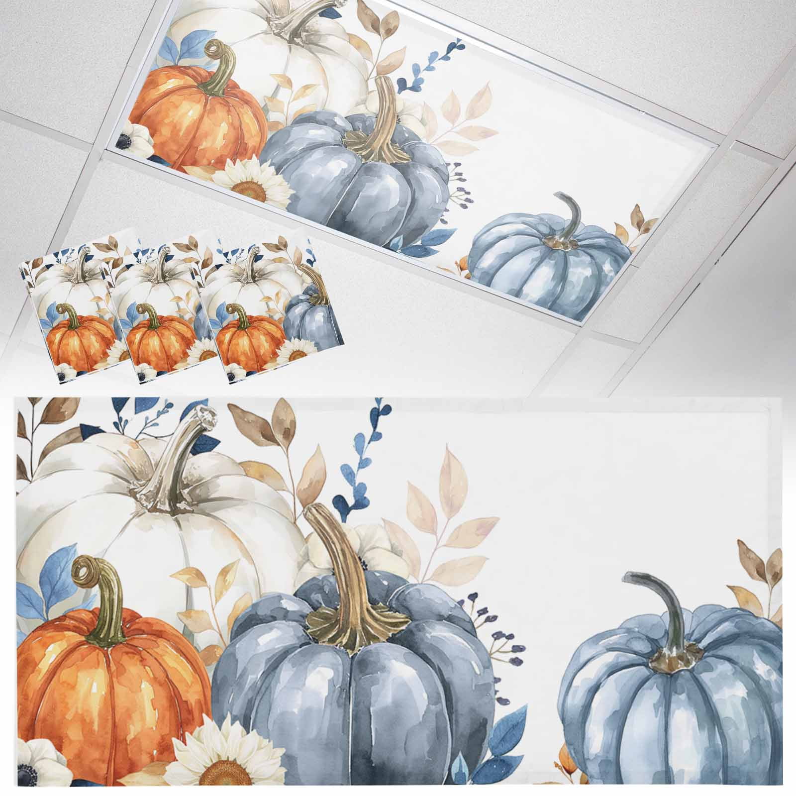 3 Pack Magnetic Fluorescent Light Covers, 2x4 Ft, Thanksgiving Fall ...