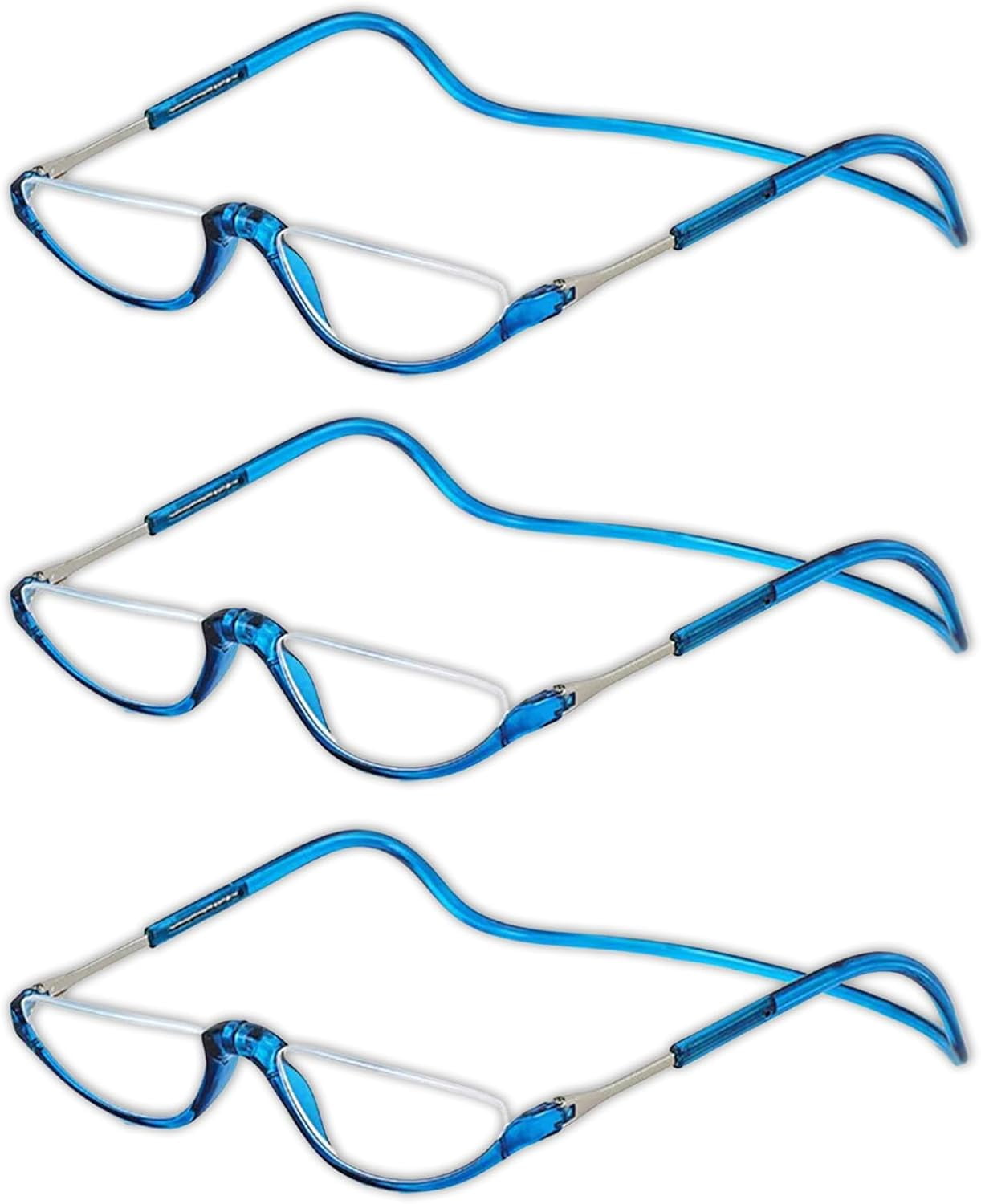 3 Pack Magnetic Reading Glasses for Men & Women - Adjustable Temple ...