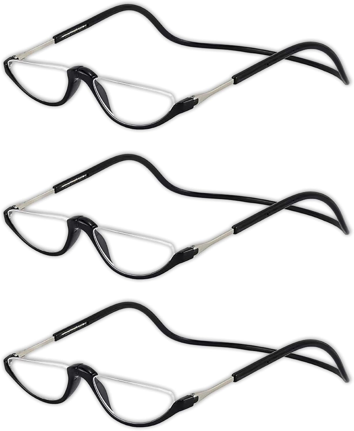 3 Pack Magnetic Reading Glasses for Men & Women - Adjustable Temple ...