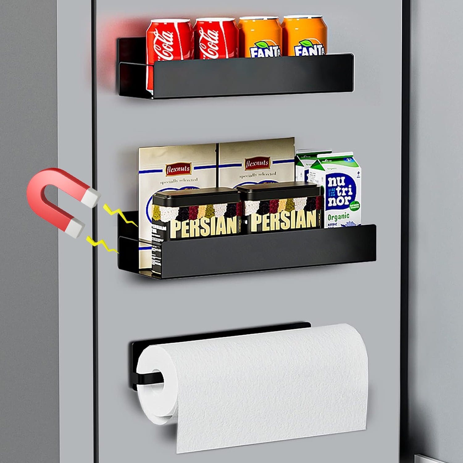 3 Pack Magnetic Shelf, Magnetic Spice Rack Organizer for Refrigerator ...