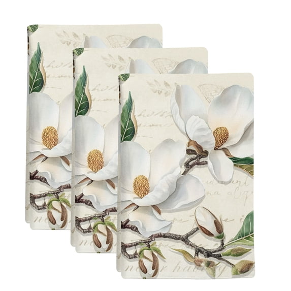 3 Pack Magnolia Flower Kitchen Towels Green Leaf Pastoral Retro ...