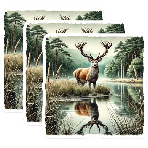 (3 Pack) Majestic Deer Decals - Wildlife Scene - Laptop Decor - 3 ...