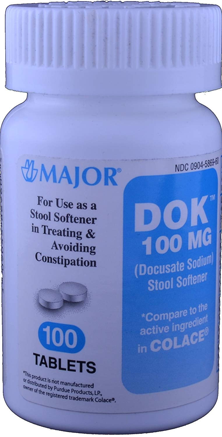 Major Docusate Sodium 100 mg Stool Softener, 3 Pack, 100 Softgels Each ...