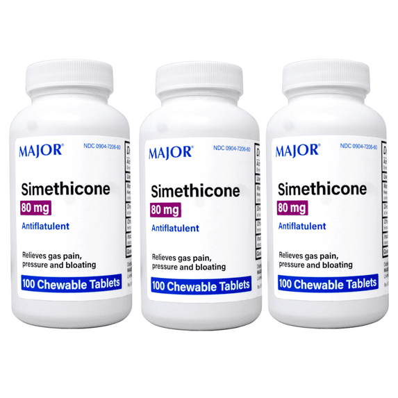 Major Simethicone Gas Relief 80mg, Anti Bloating and Pressure, 100 ...