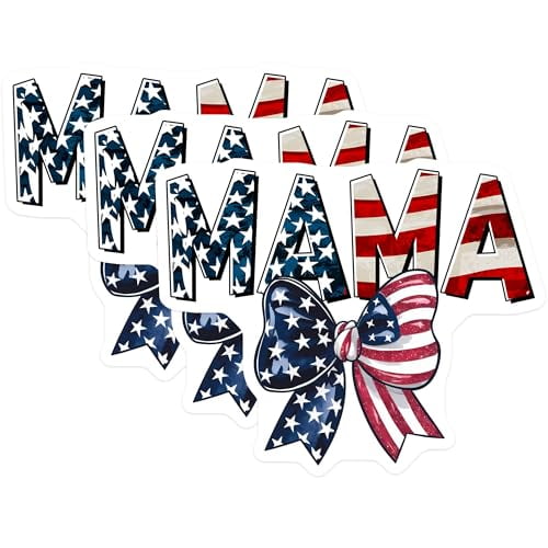 (3 Pack) Mama American Flag Decals - Patriotic Bow - Mom Decal - 3 ...