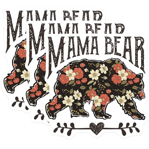 (3 Pack) Mama Bear Decals - Floral Bear Mom - Cute Laptop Decal - 3 ...