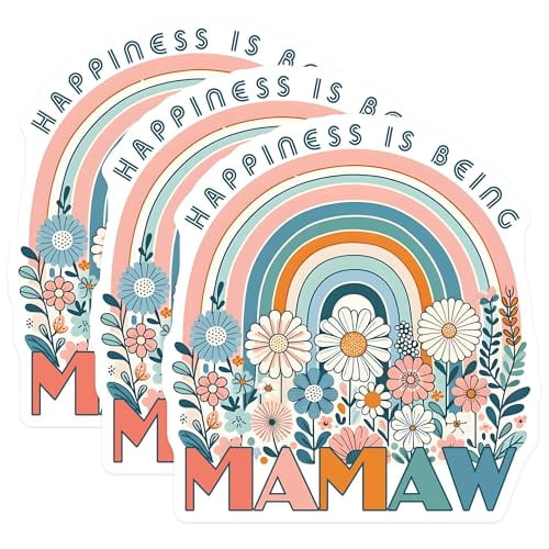 (3 Pack) Mamaw Decals - Floral Rainbow - Laptop Decals - 3 Inches On ...