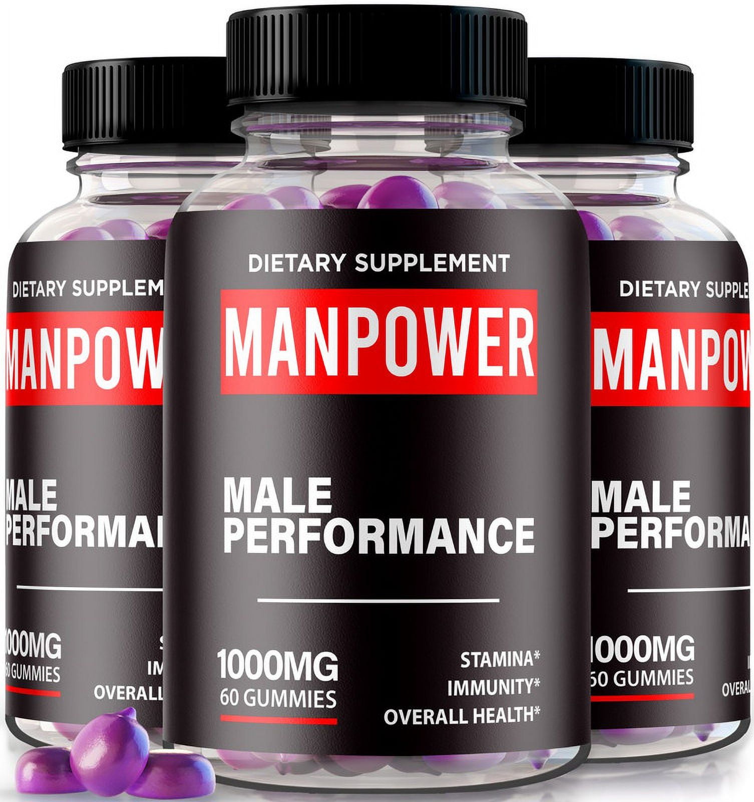 (3 Pack) ManPower Gummies, Official ManPower ME Gummies, All Natural ...