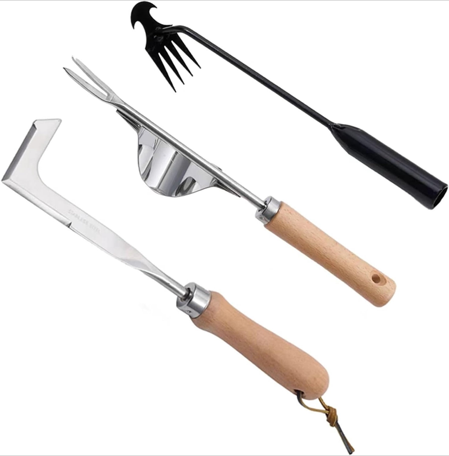 3 Pack Manual Weed Puller Tool, Stainless Steel L Shape Hand Weeder for ...