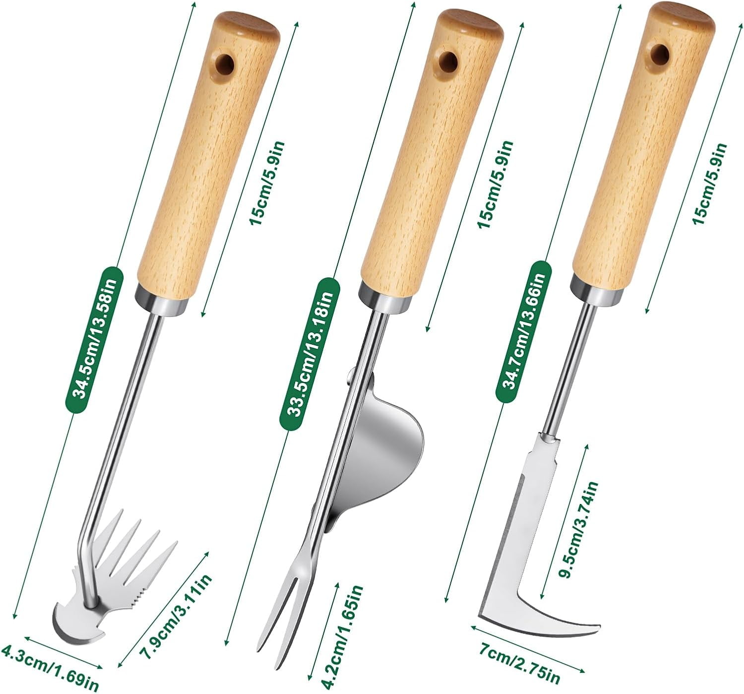 3 Pack Manual Weeder Tool Set, L-Shape Crack Weeder, 4 Teeth Puller ...