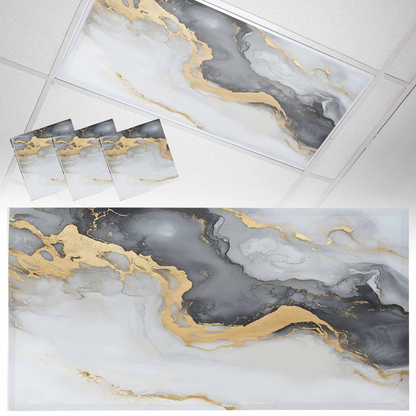 3 Pack Marble Texture Fluorescent Light Covers for Ceiling Lights ...