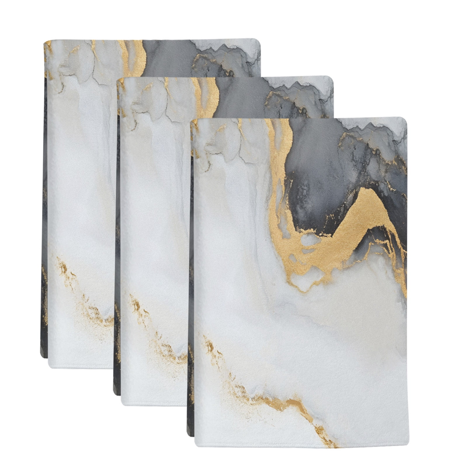 3 Pack Marble Texture Kitchen Towels Abstract Black Gold Gradient Art ...