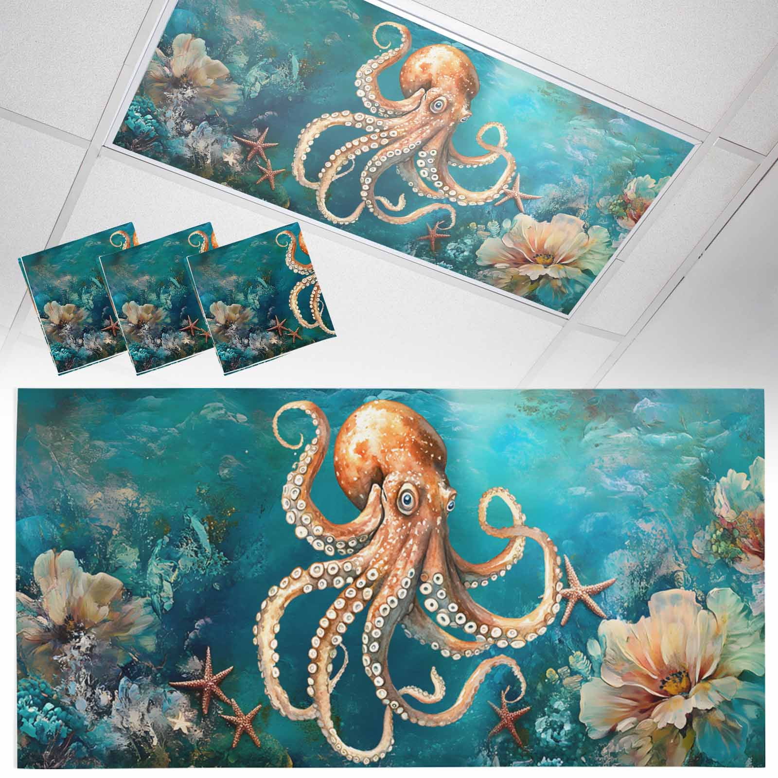 3 Pack Marine Submarine Octopus Fluorescent Light Covers for Ceiling ...