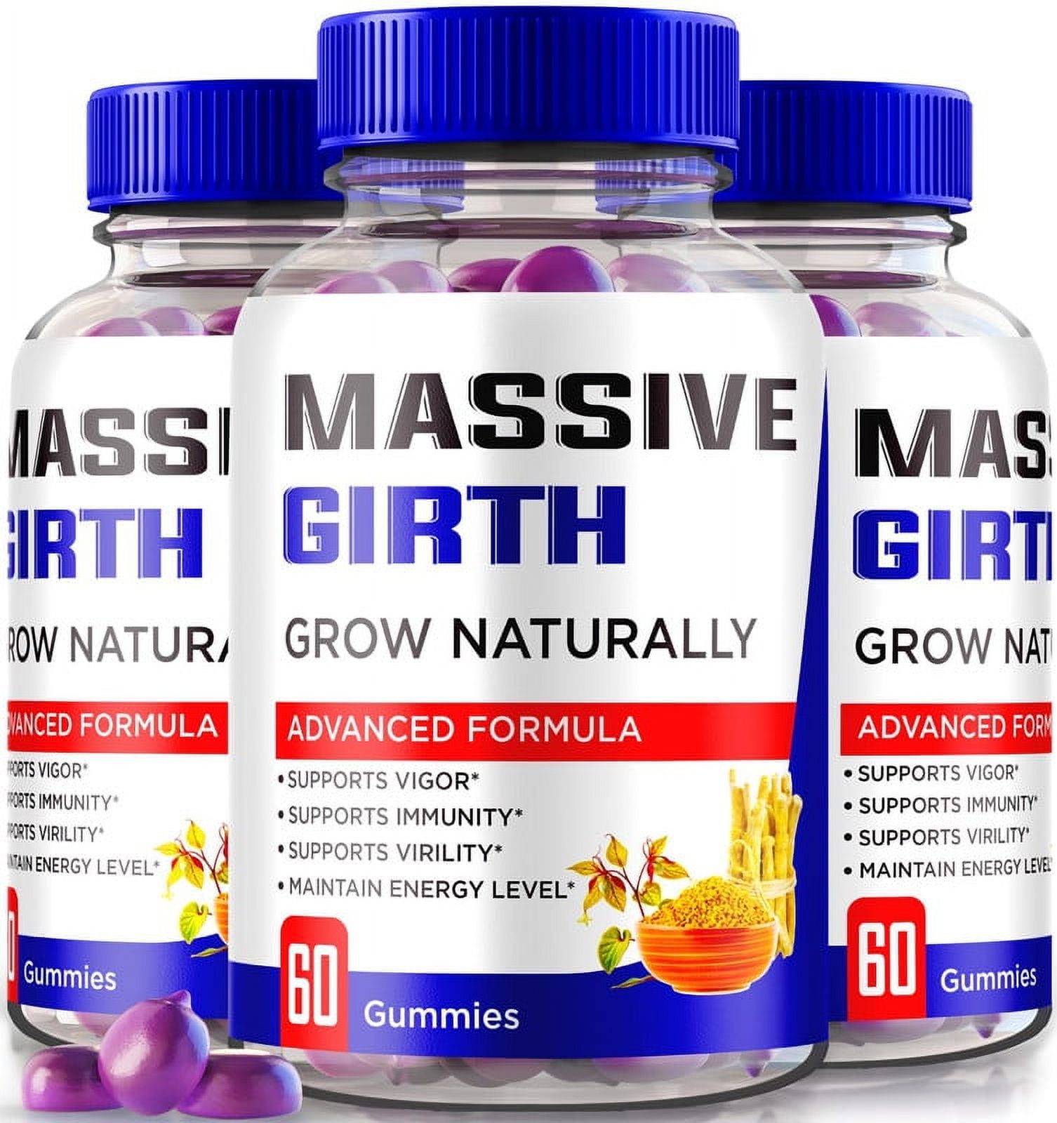 (3 Pack) Massive Girth Gummies, Official Massive Girth Grow Naturally ...