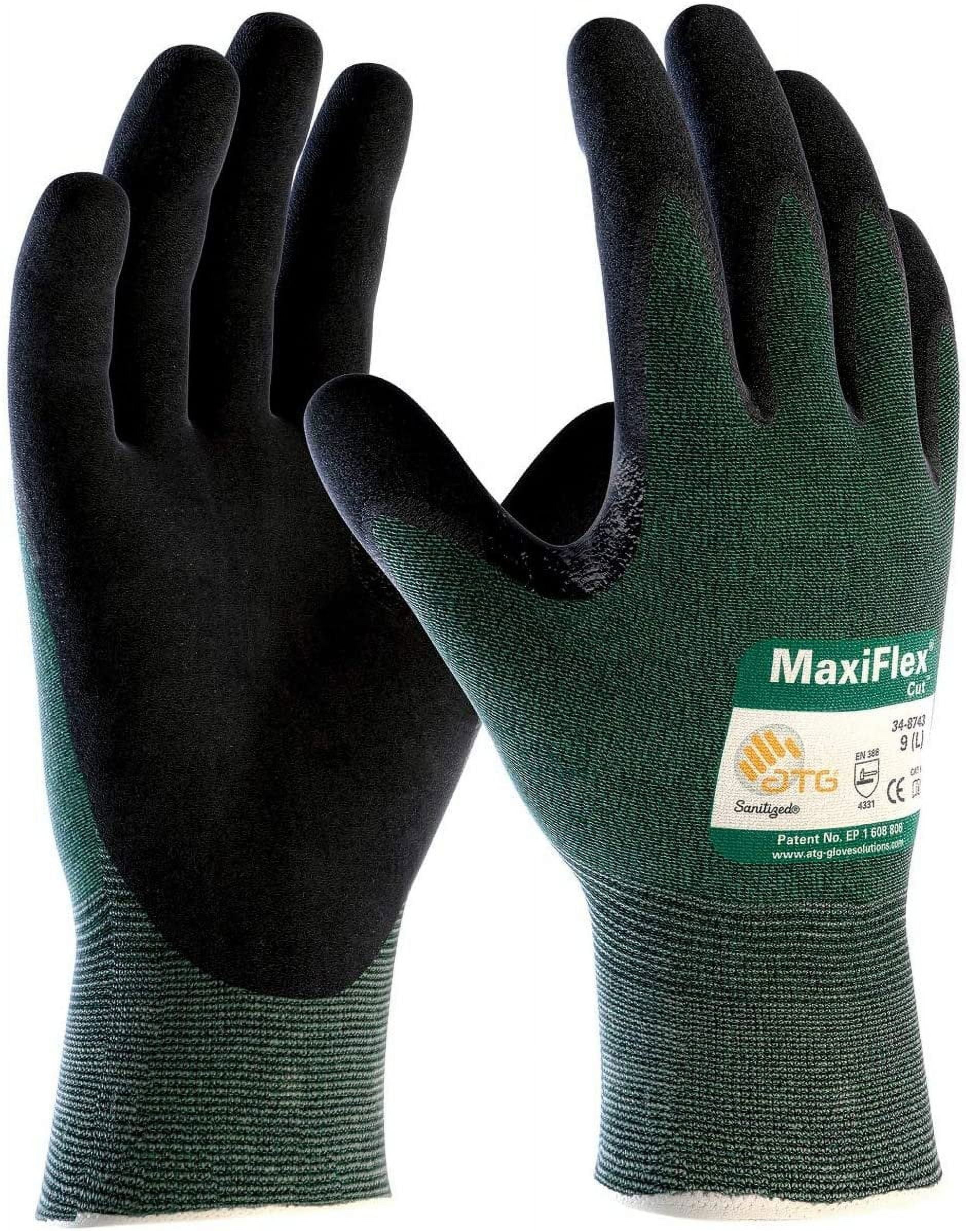 3 Pack of 3 MaxiFlex Cut 34-8743 Cut Resistant Nitrile Coated Work Gloves with Green Knit Shell ...