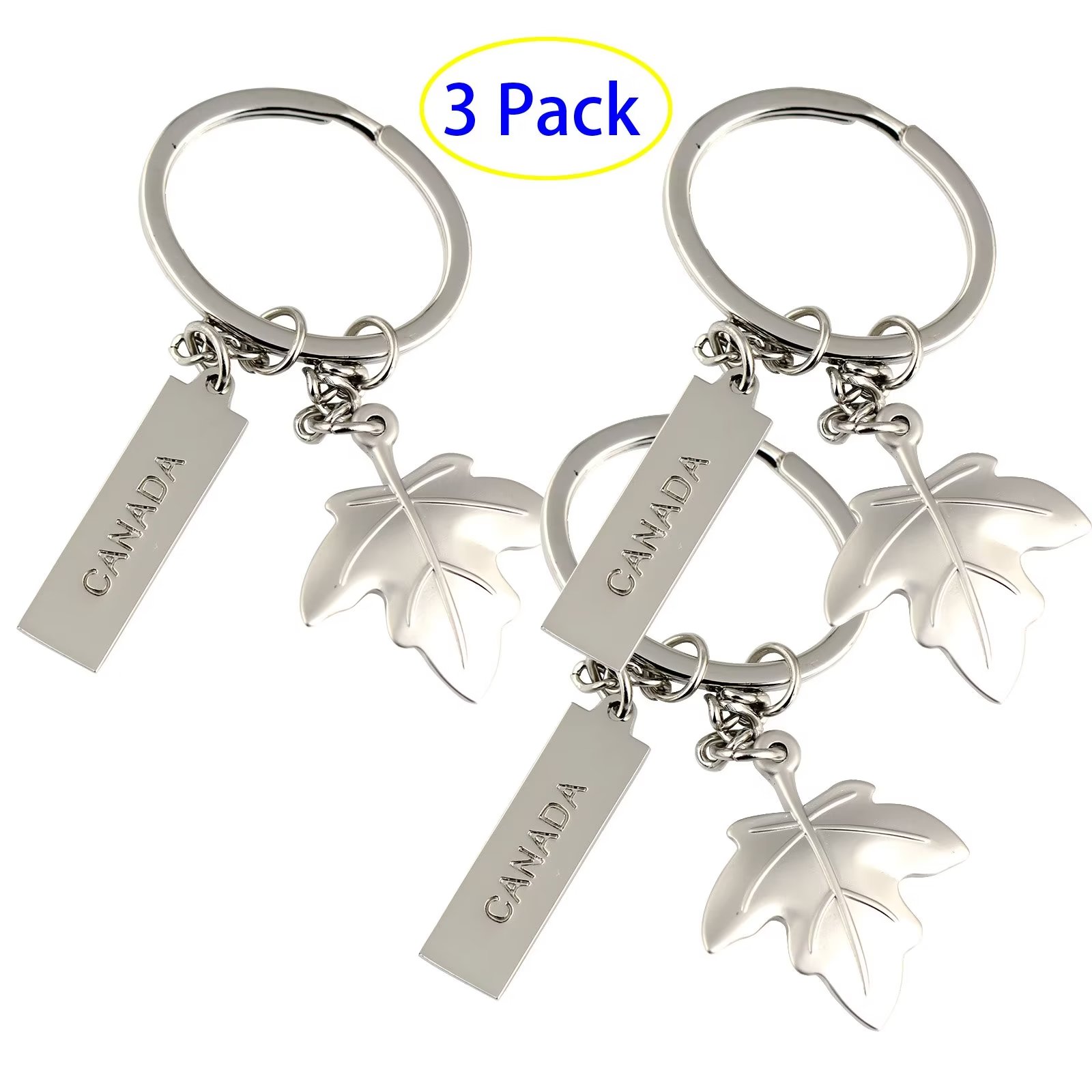 3 Pack Maycom Creative Canada Maple Leaf Keychain Silvery Color Fashion ...
